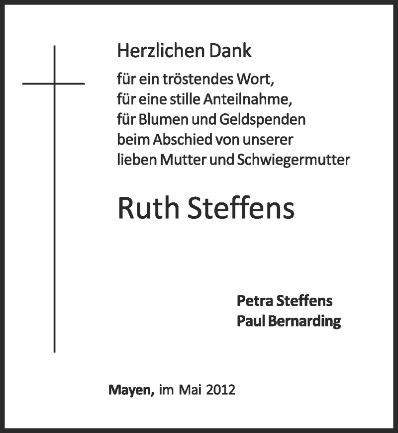 Traueranzeigen von Ruth Steffens | rz-trauer.de