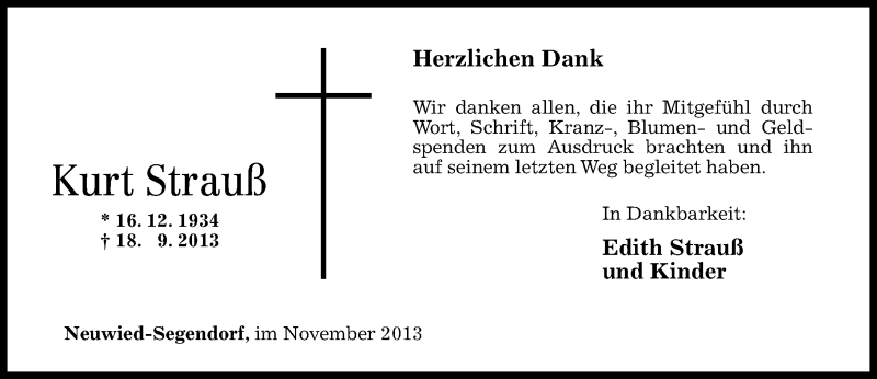 Traueranzeigen von Kurt Strauß | rz-trauer.de