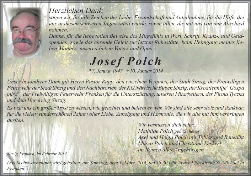 Traueranzeigen von Josef Polch | rz-trauer.de
