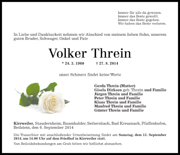 Traueranzeigen von Volker Threin | rz-trauer.de