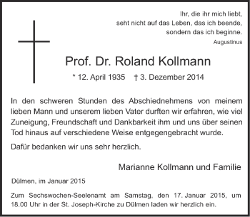 Traueranzeigen von Roland Kollmann | rz-trauer.de