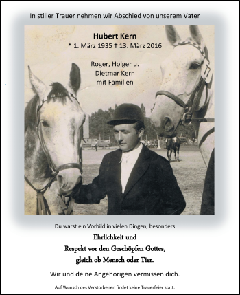 Traueranzeigen von Hubert Kern | rz-trauer.de