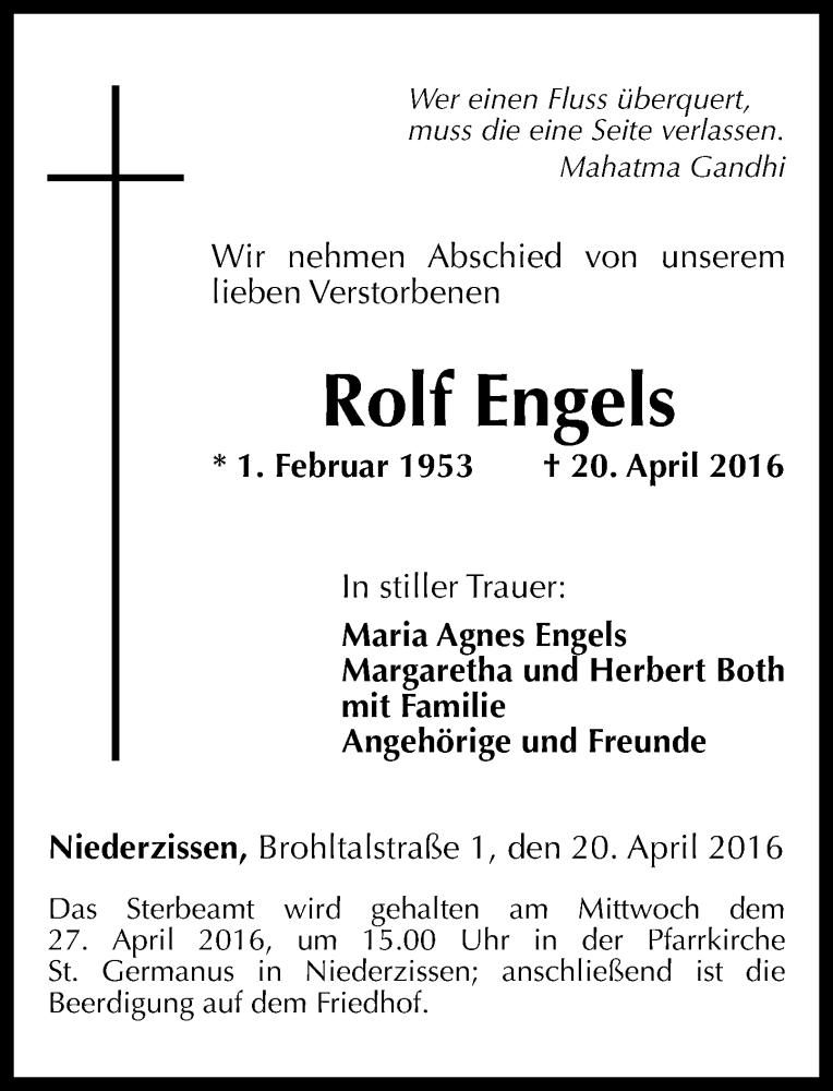 Traueranzeigen von Rolf Engels | rz-trauer.de