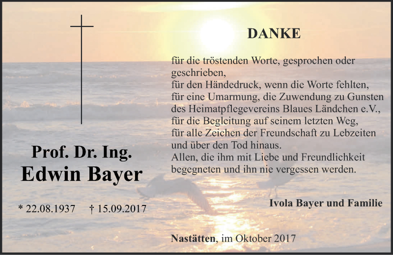 Traueranzeigen von Edwin Bayer | rz-trauer.de