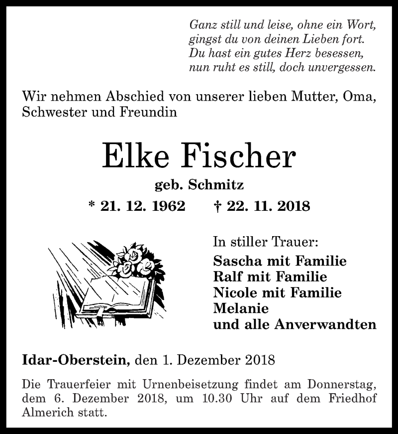 Traueranzeigen von Elke Fischer | rz-trauer.de