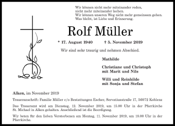 Traueranzeigen von Rolf Müller | rz-trauer.de