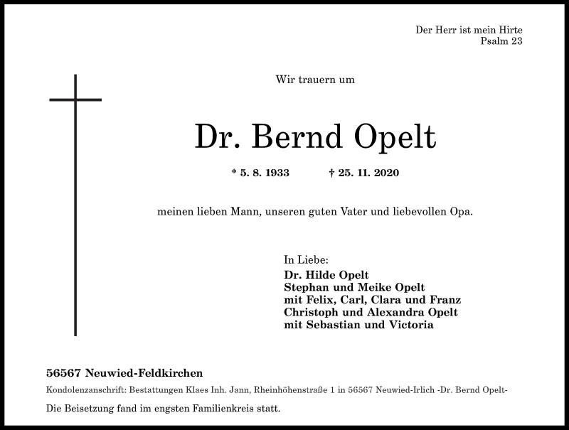 Traueranzeigen von Bernd Opelt | rz-trauer.de