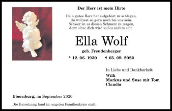 Traueranzeigen von Ella Wolf | rz-trauer.de