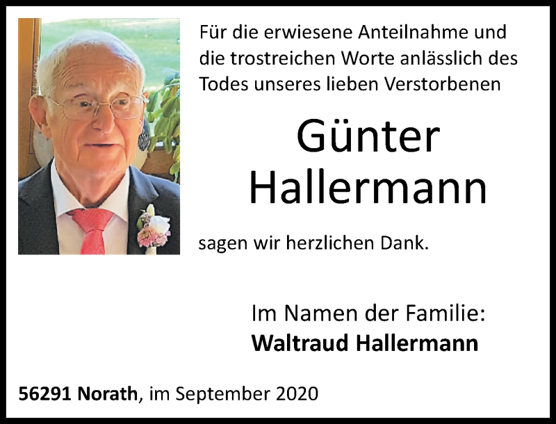 Traueranzeigen von Günter Hallermann | rz-trauer.de