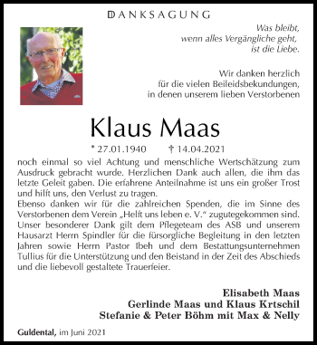 Traueranzeigen von Klaus Maas | rz-trauer.de