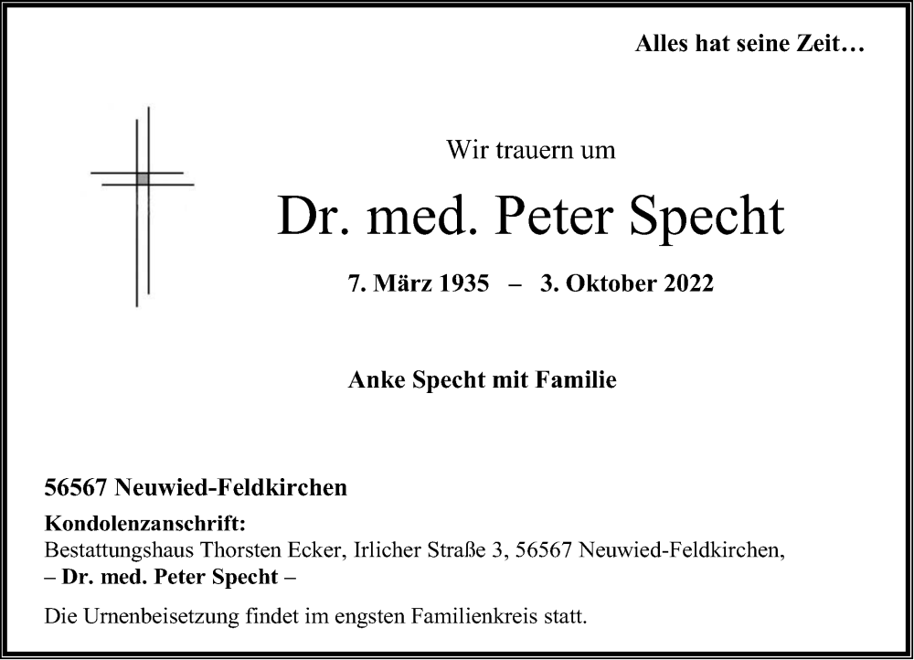 Traueranzeigen von Peter Specht | rz-trauer.de