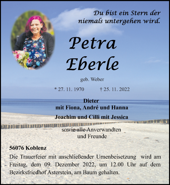 Traueranzeigen von Petra Eberle | rz-trauer.de