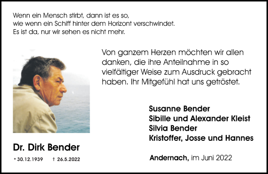 Traueranzeigen von Dirk Bender | rz-trauer.de