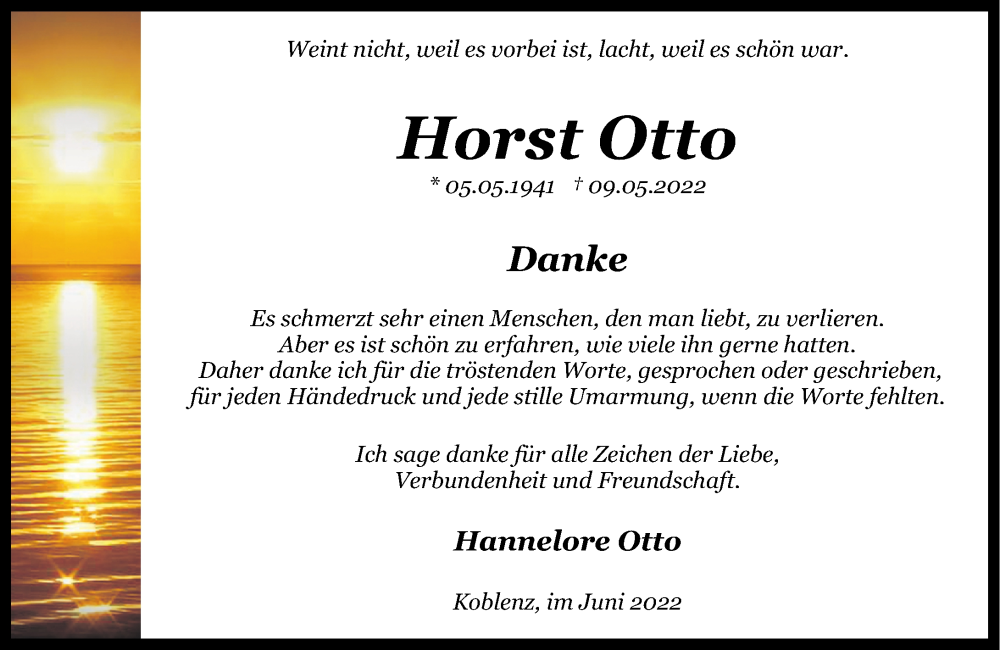 Traueranzeigen von Horst Otto | rz-trauer.de
