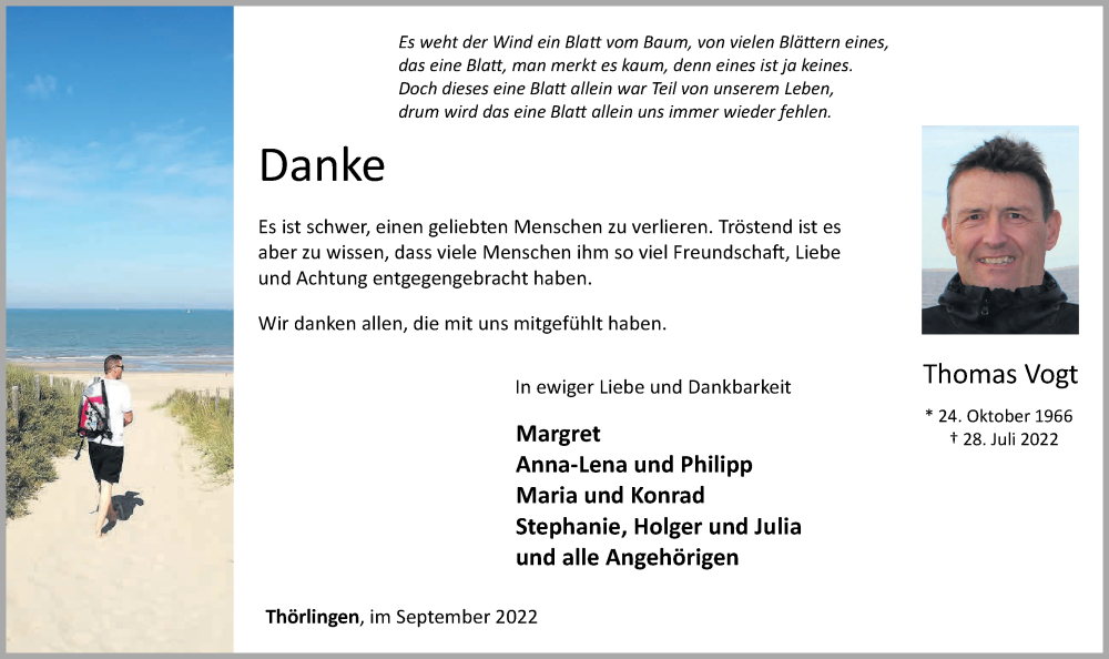 Traueranzeigen von Thomas Vogt | rz-trauer.de