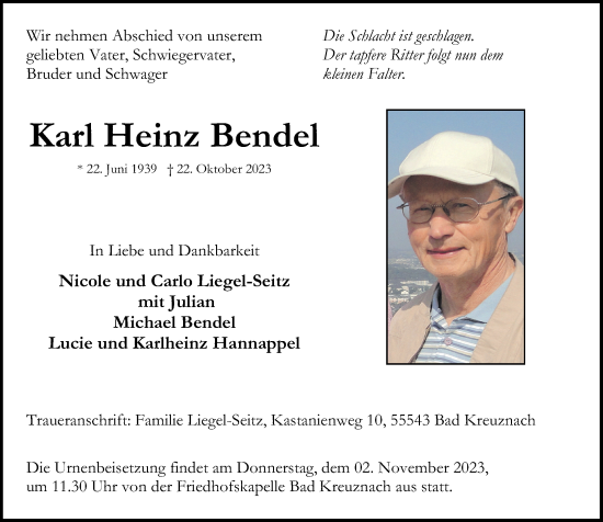 Traueranzeigen von Karl Heinz Bendel | rz-trauer.de