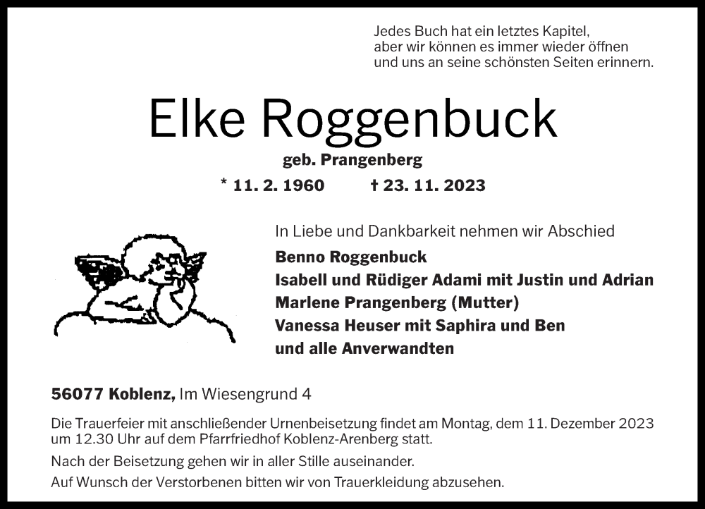 Traueranzeigen von Elke Roggenbuck | rz-trauer.de
