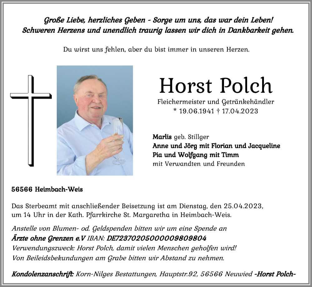 Traueranzeigen von Horst Polch | rz-trauer.de