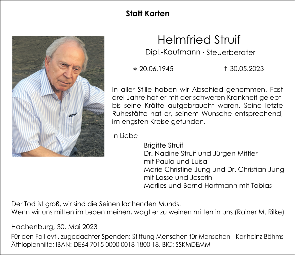 Traueranzeigen von Helmfried Struif | rz-trauer.de