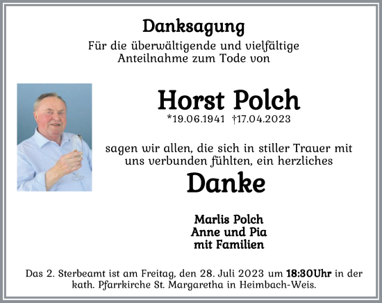 Traueranzeigen von Horst Polch | rz-trauer.de