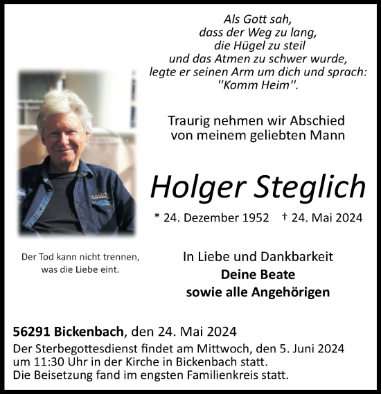 Traueranzeigen von Holger Steglich | rz-trauer.de