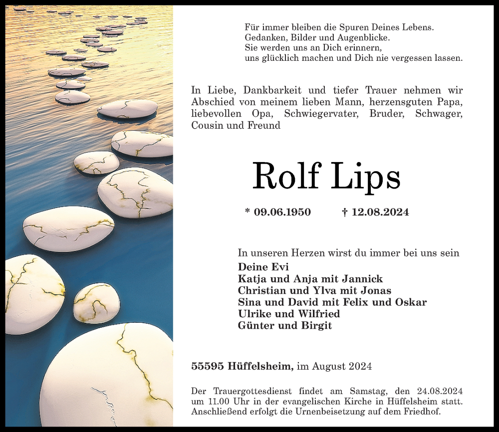 Traueranzeigen von Rolf Lips | rz-trauer.de