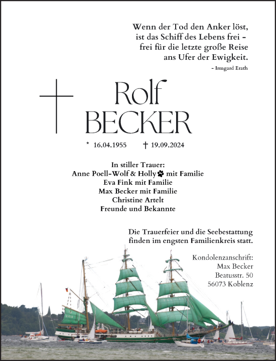 Traueranzeigen von Rolf Becker | rz-trauer.de